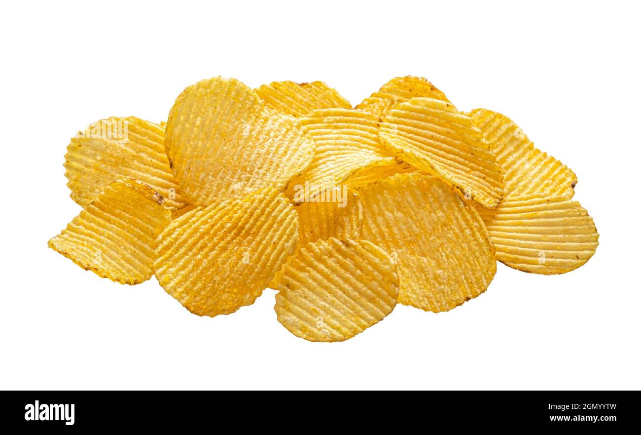 Wavy potato chips isolated on white background Stock Photo - Alamy