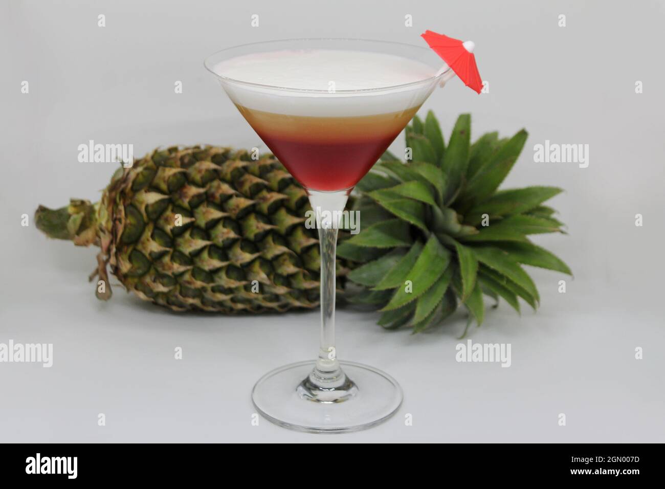 Kiss my stripes drink. A pineapple based cocktail or mocktail with ...