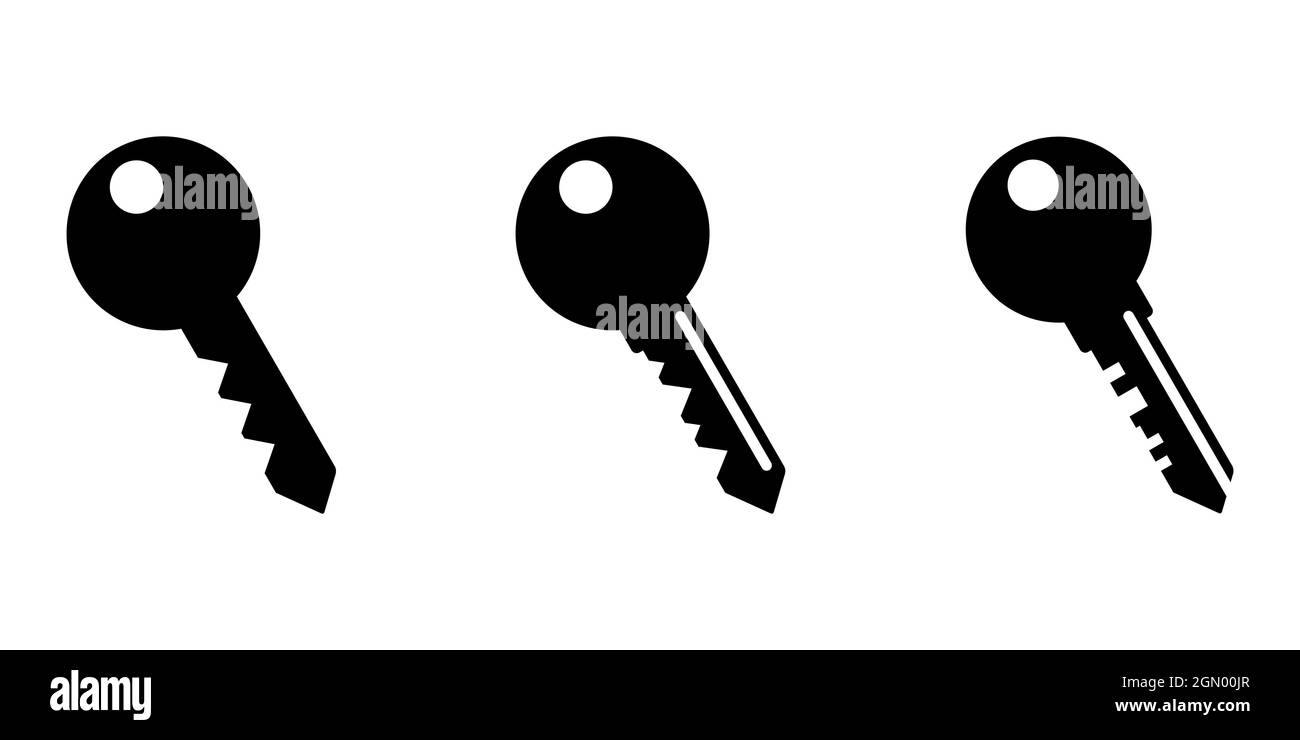 Key icon. Set of black icons of keys in flat design. Vector ...