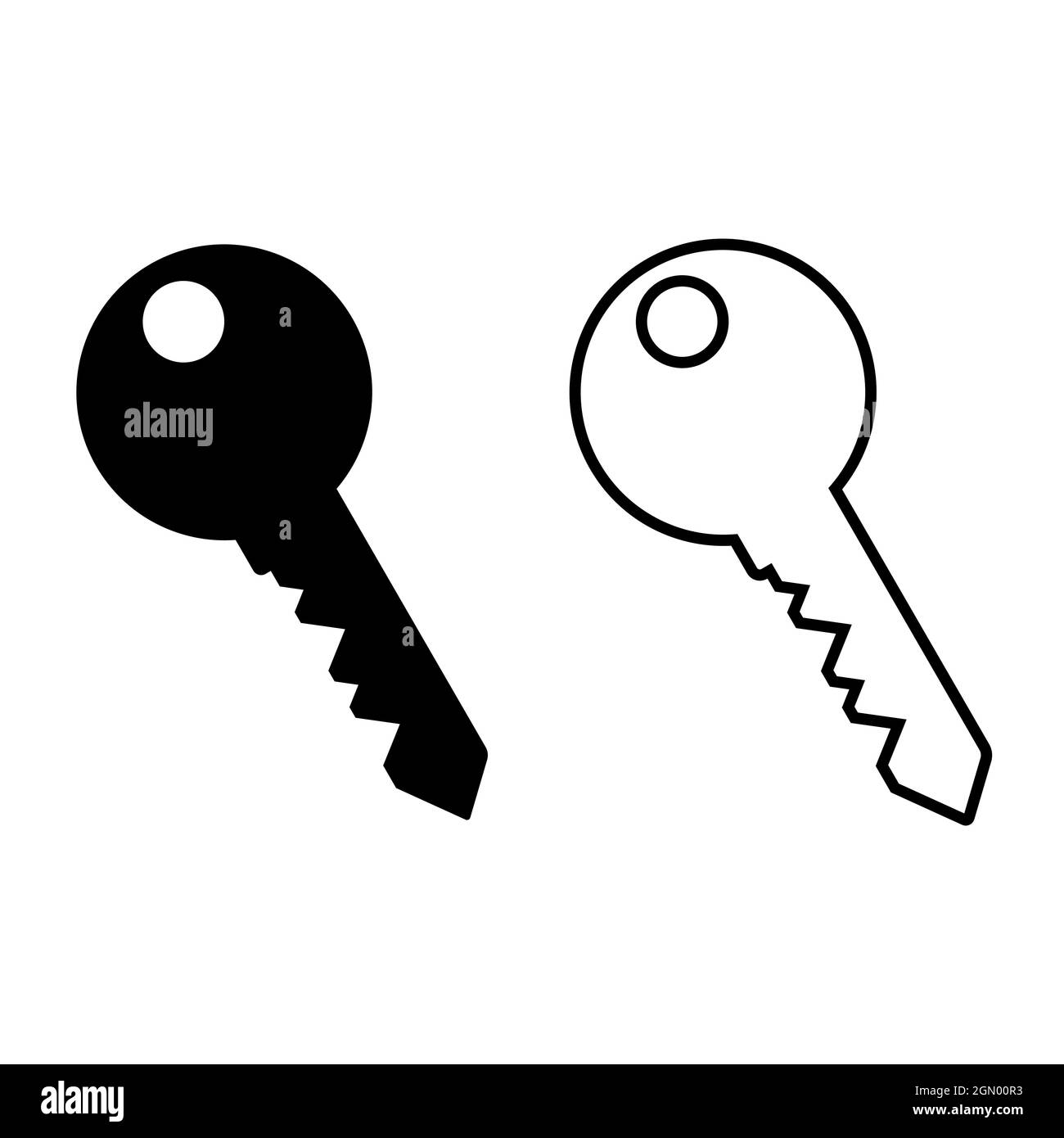 Key icon. Set of black icons of keys in flat style. Linear key symbol ...