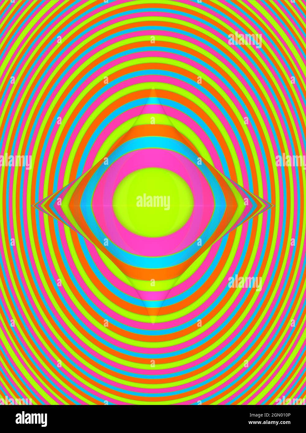 Diminishing circles, in rainbow colors, includes strange gem shaped ...