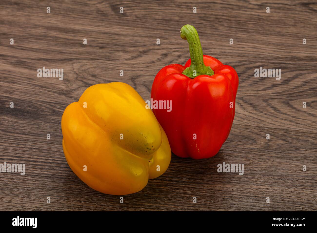 Two Ripe sweet Bulgarian bell peppers Stock Photo - Alamy