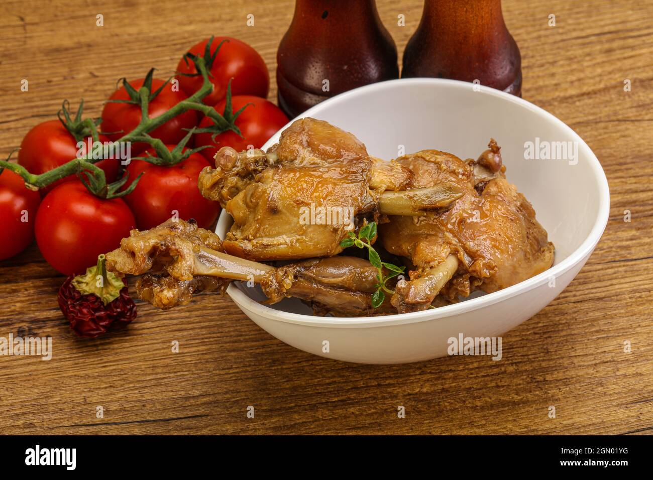 Rabbit stew in sweet and spicy sauce Stock Photo - Alamy