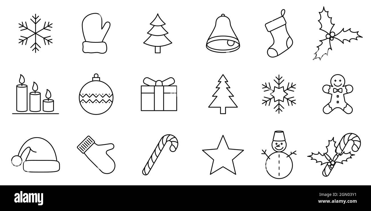 Christmas icons. Set of abstract christmas icons. Christmas decorations ...