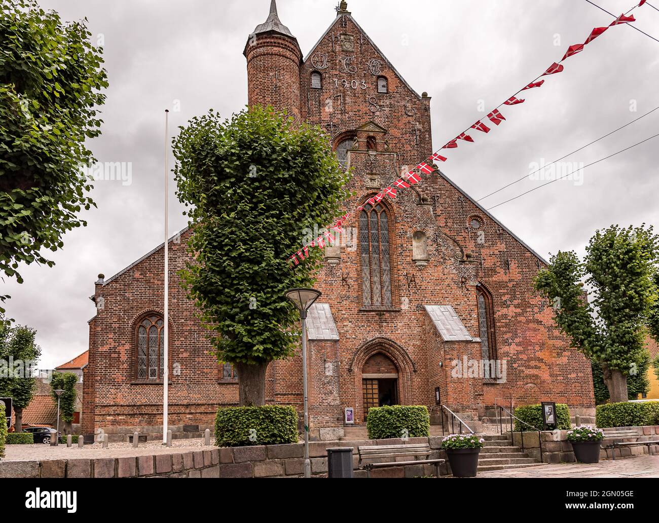 the west facade and entry of Haderslev cathedral, decorated with danish ...