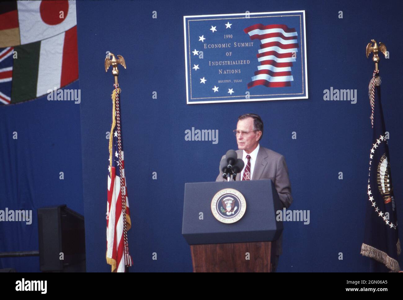 Houston Texas USA, July 1990: President George H.W. Bush speaking at ...