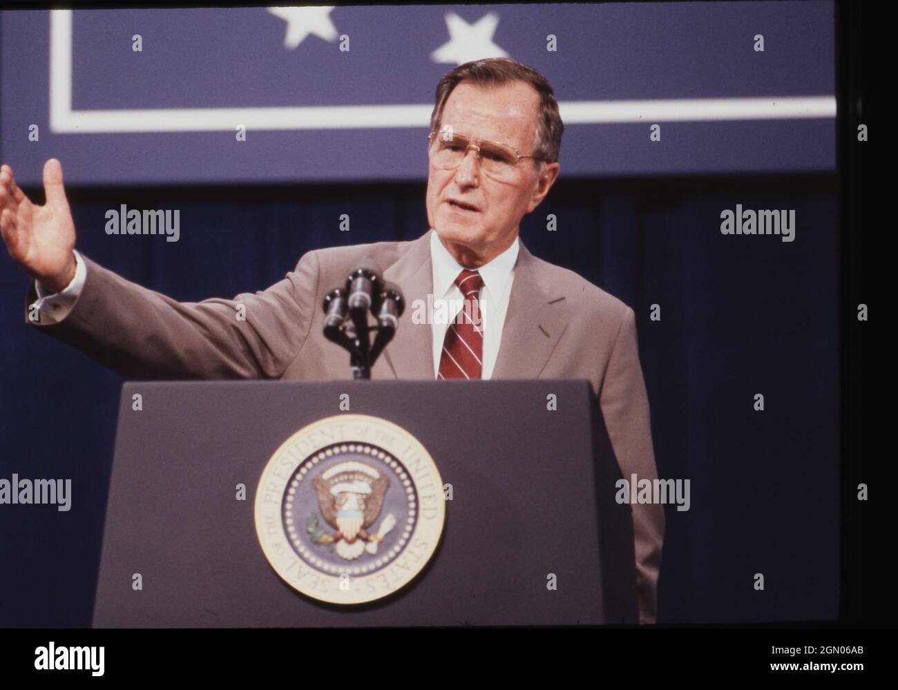 Houston Texas USA, July 1990: President George H.W. Bush speaking at ...