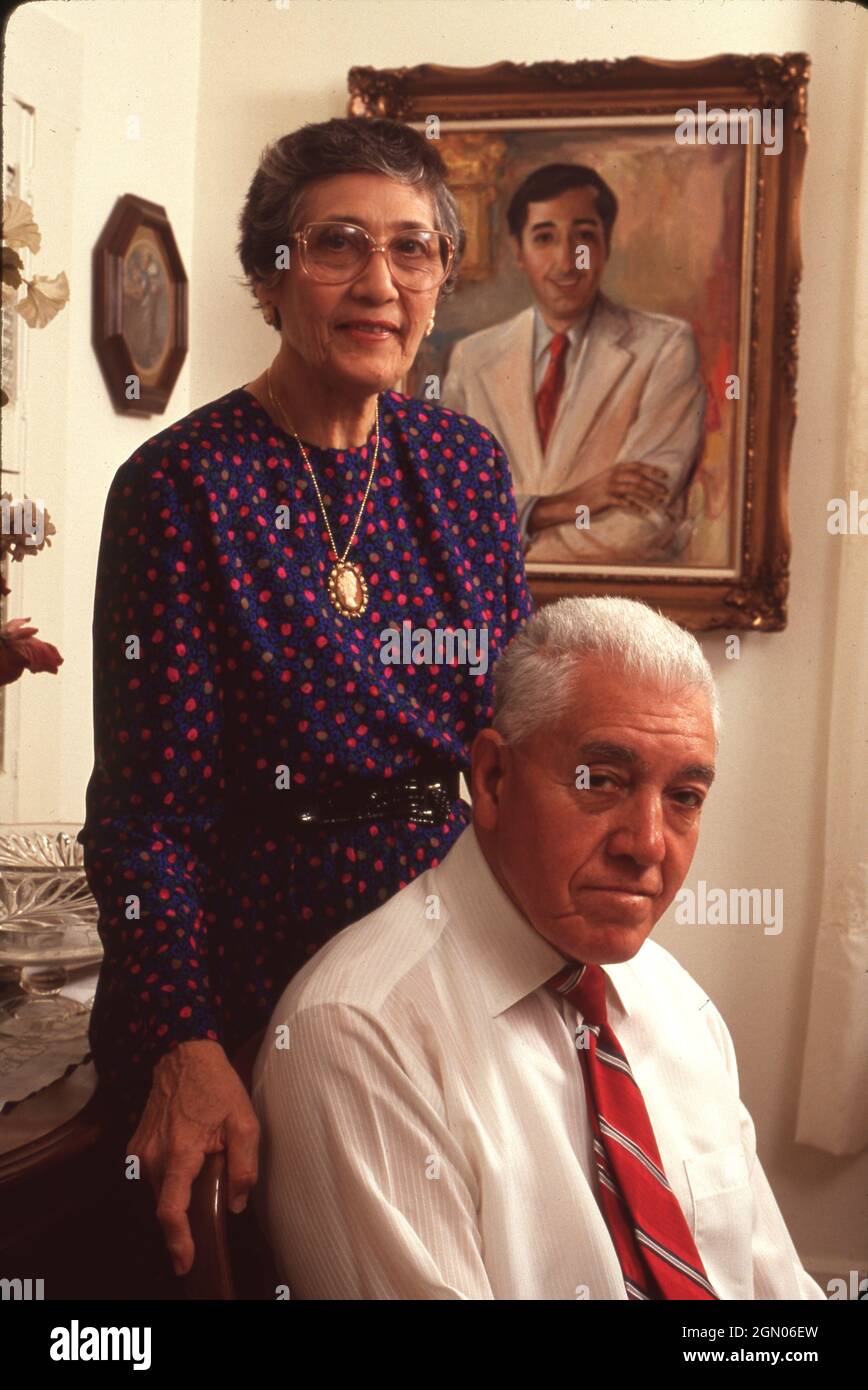 San Antonio Texas USA, 1990: Mr. and Mrs. George Cisneros, parents of ...