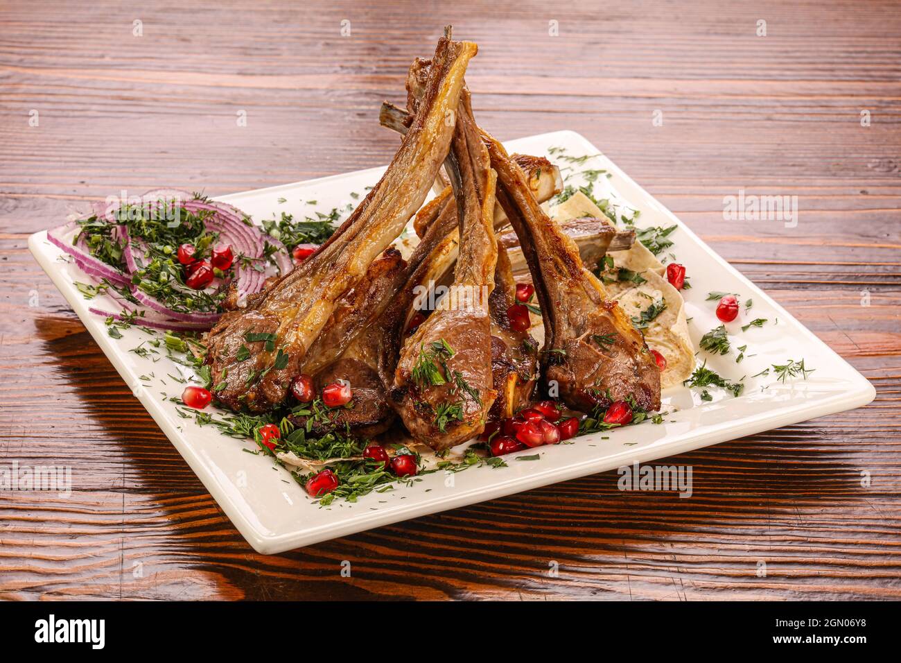 Grilled rack of lamb barbeque shashlik Stock Photo - Alamy
