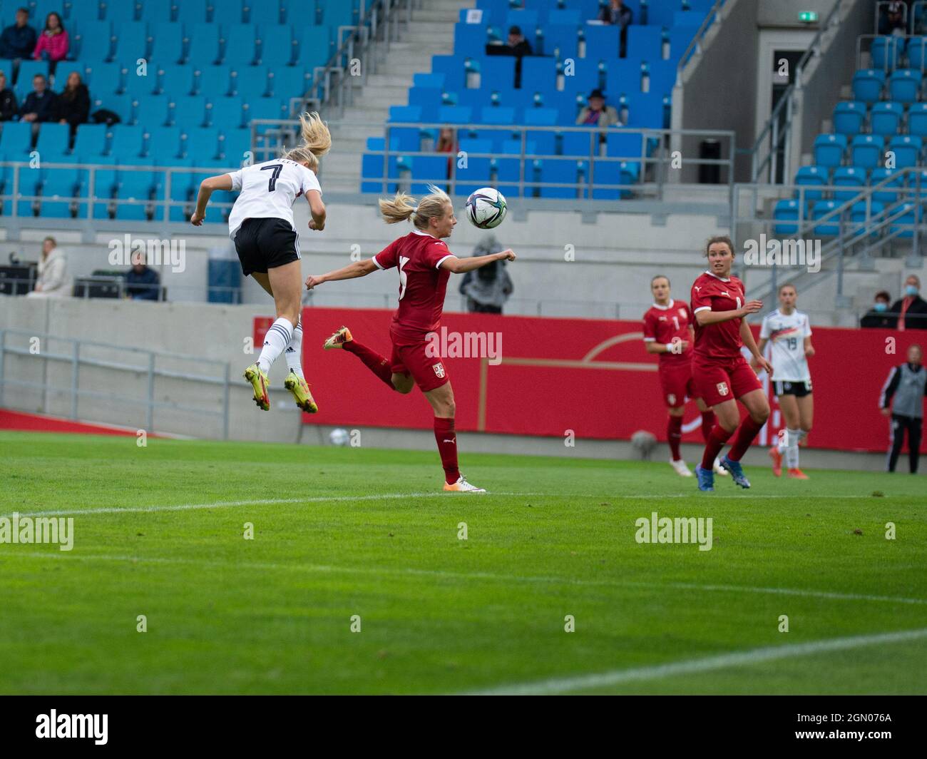 Lea Schüller 7 (Germany) with the header to 2-1 during the Womens World ...