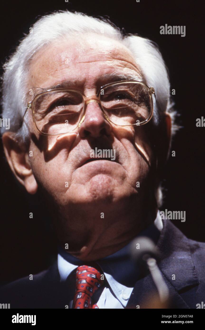 Austin Texas USA, circa 1985: Former Texas Gov. John Connally speaking ...
