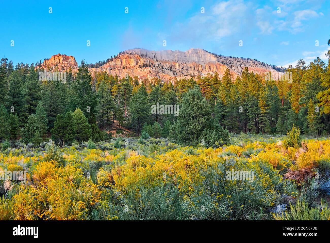 Sandstone Cliffs with clouds near Pine Lake Campground, UT Stock Photo ...