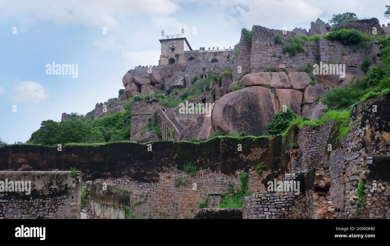 Makhan Hill top mud fort at Golkonda, Hyderabad, Telangana, India Stock ...