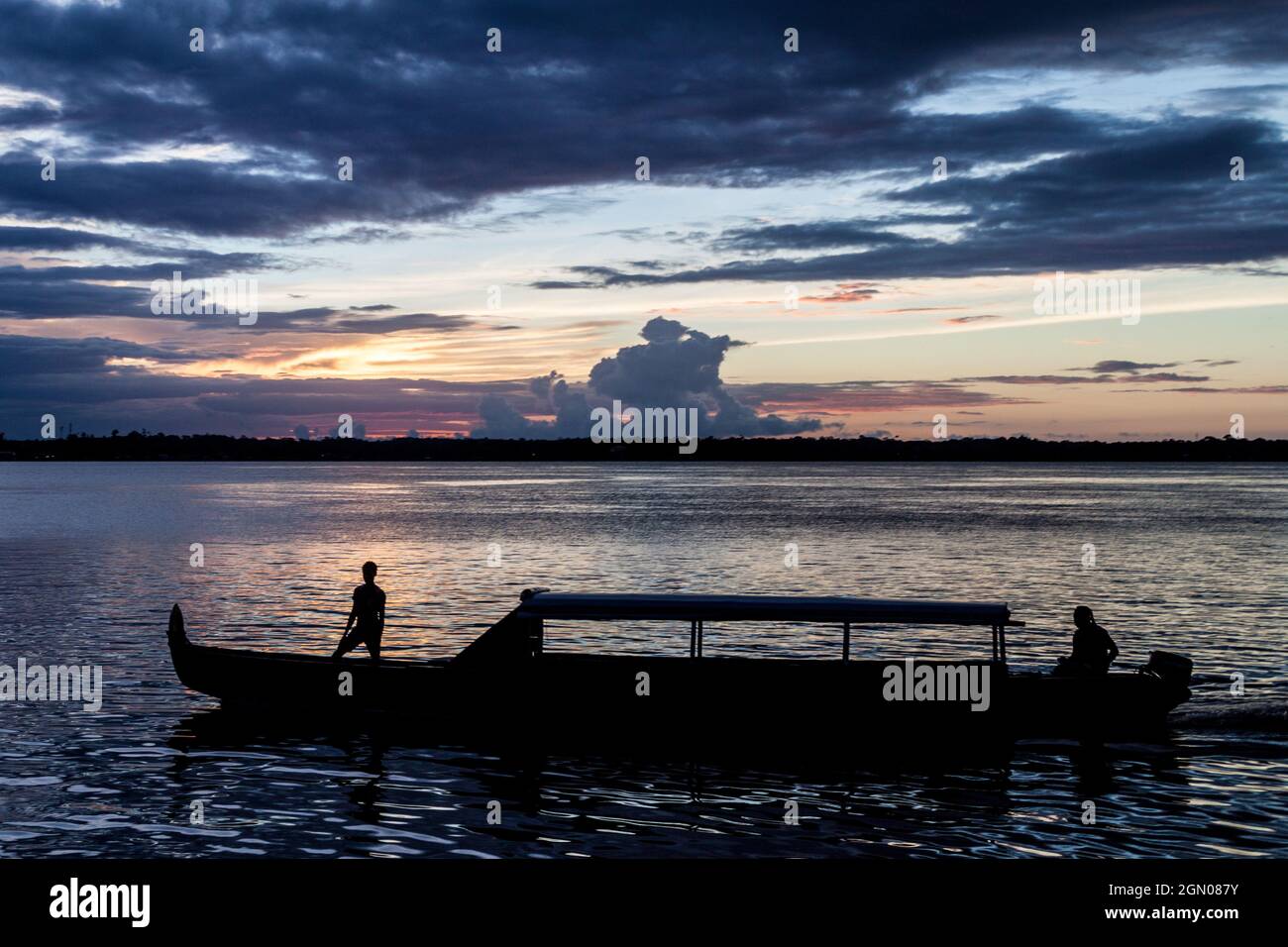 Ferry boat crossing Maroni (Marowijne) river (to Suriname) in St ...