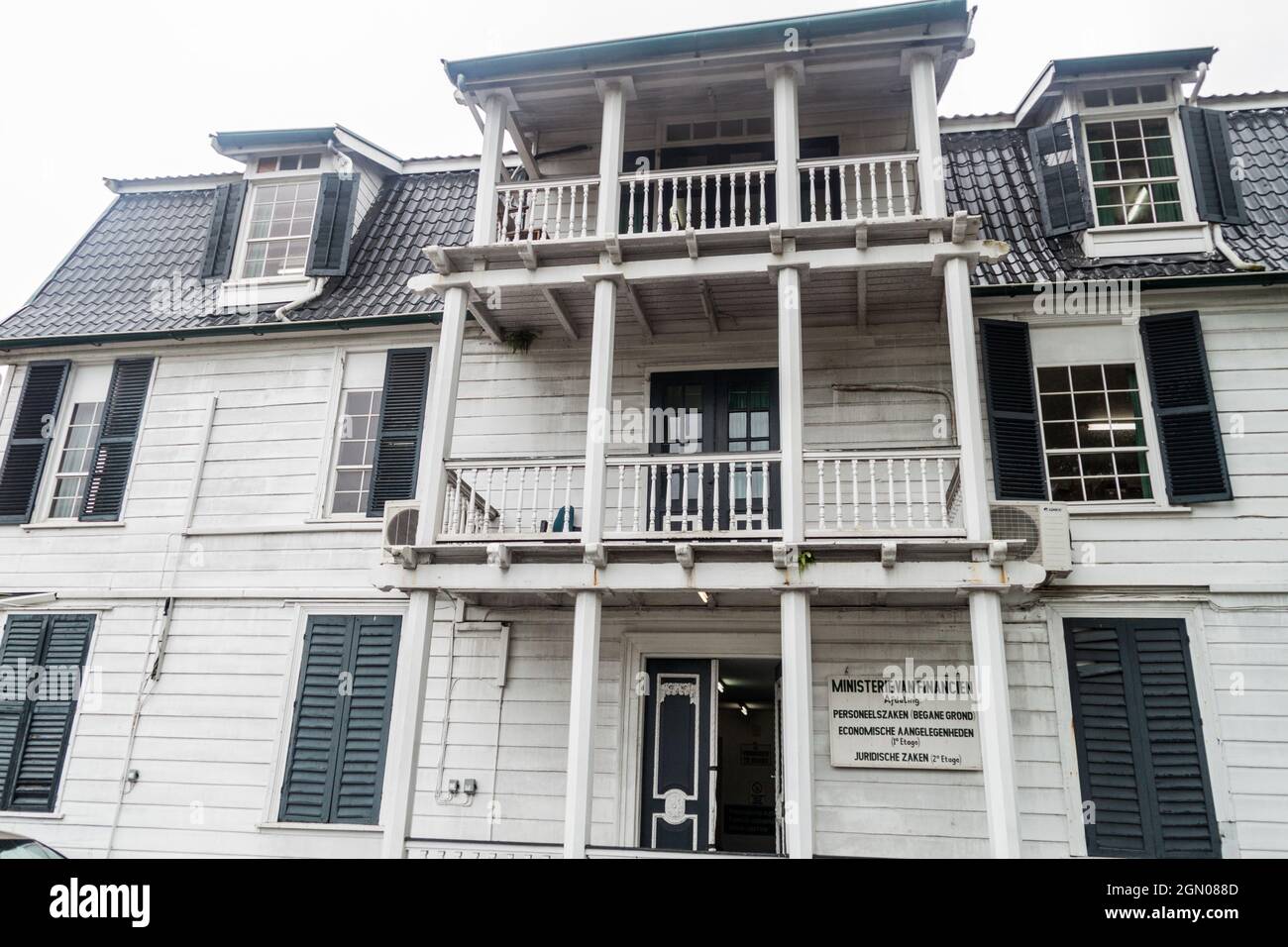 PARAMARIBO, SURINAME - AUGUST 5, 2015: Building of Ministry of Finance ...
