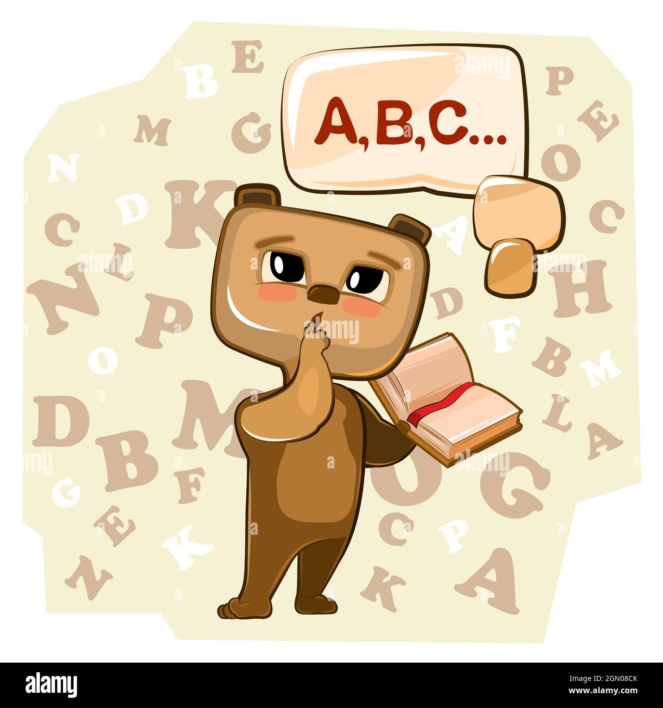 Cute Bear baby is trying to count. Studying numbers and counting. Funny ...