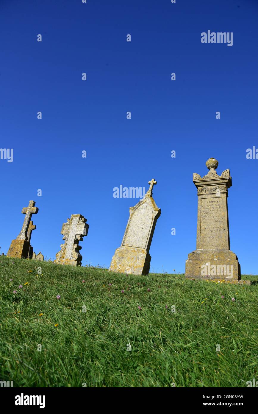 Gravestones in a cemetery in Normandy, France, Europe Stock Photo - Alamy