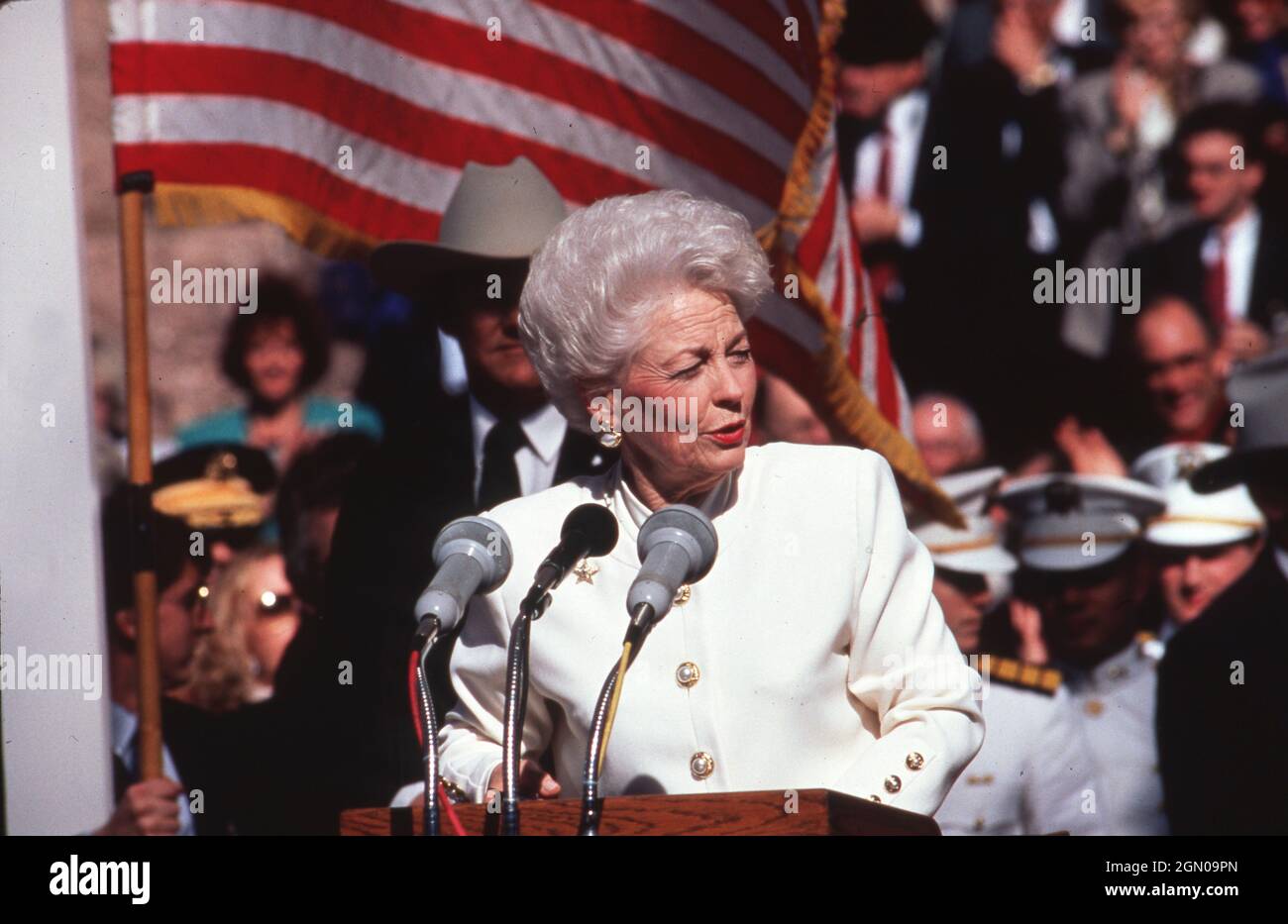 Austin Texas USA, January 15 1991: Texas Governor ANN RICHARDS gives ...