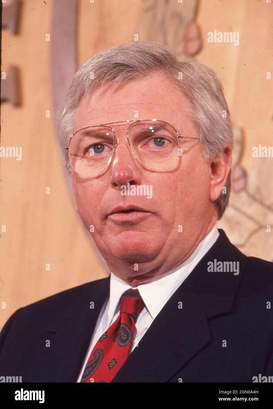 Austin Texas USA, circa 1985: Democratic Governor MARK WHITE performing ...