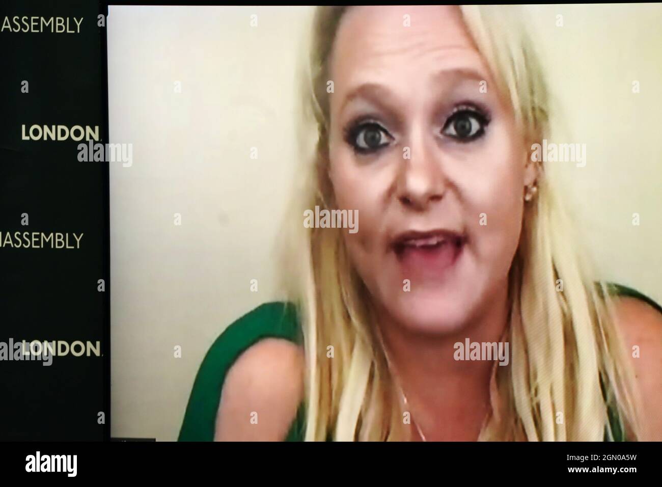 American businesswoman Jennifer Arcuri gives evidence via video link to ...