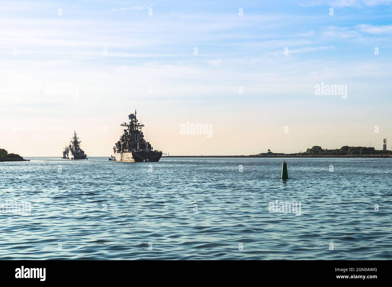 Kaliningrad region, Baltiysk, Russia, July 19, 2020. Warships on the ...