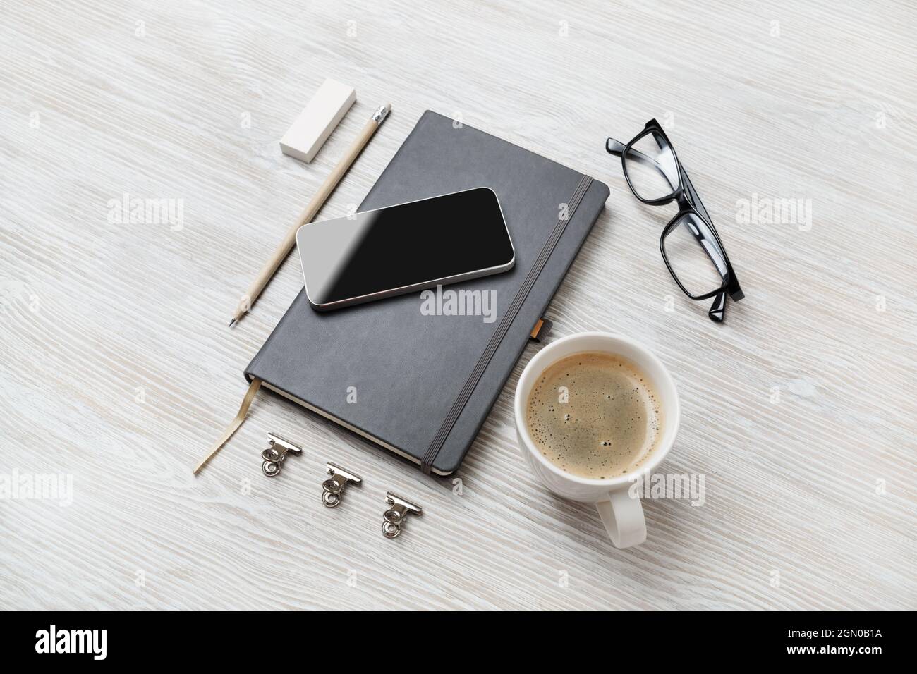 Stationery mock up. Blank corporate identity template on light wooden ...