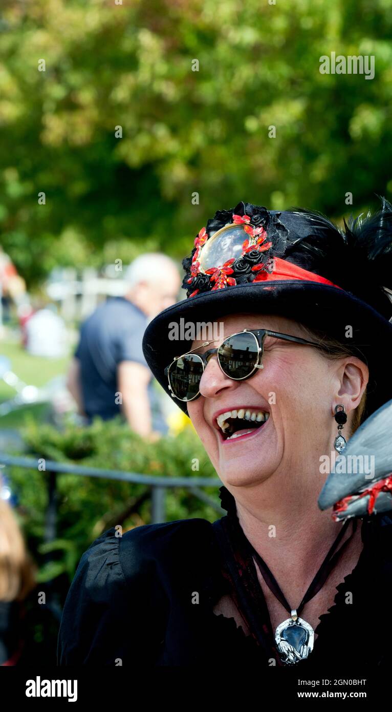 A steam punk woman laughing, UK Stock Photo - Alamy