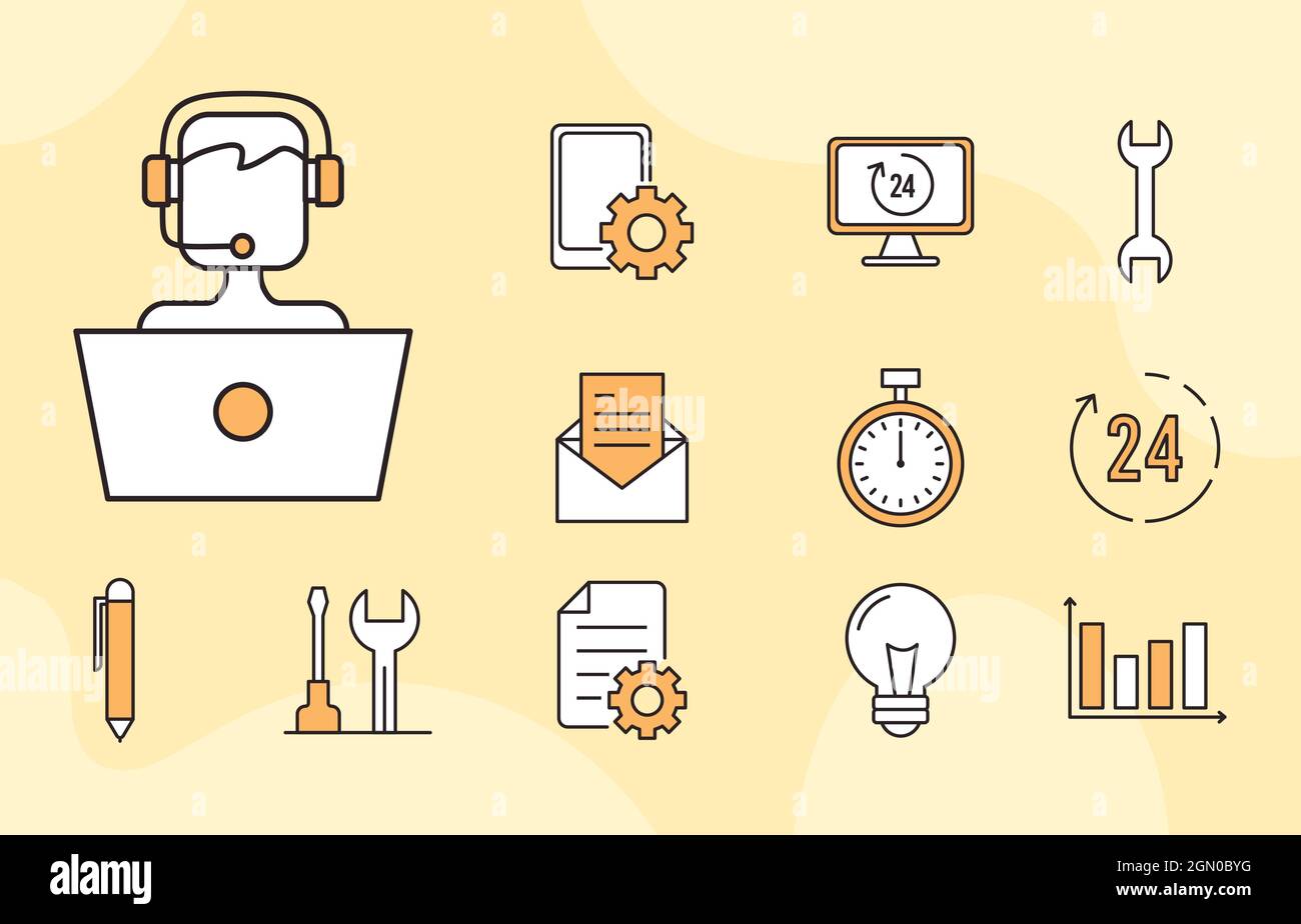 support service icons set Stock Vector Image & Art - Alamy