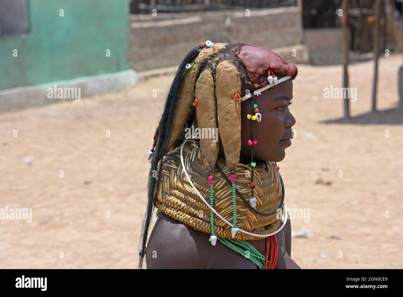 Angola; Huila Province; small village near Chibia; young Muhila woman ...