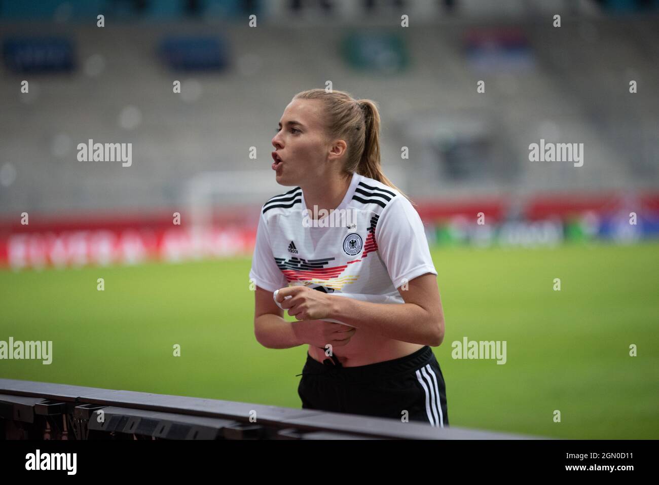 Laura Freigang 11 (Germany) gives her Jersey after the game a fan ...