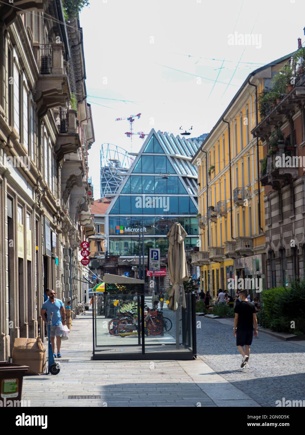 MILAN, ITALY - Aug 08, 2021: A vertical view at the Microsoft building ...