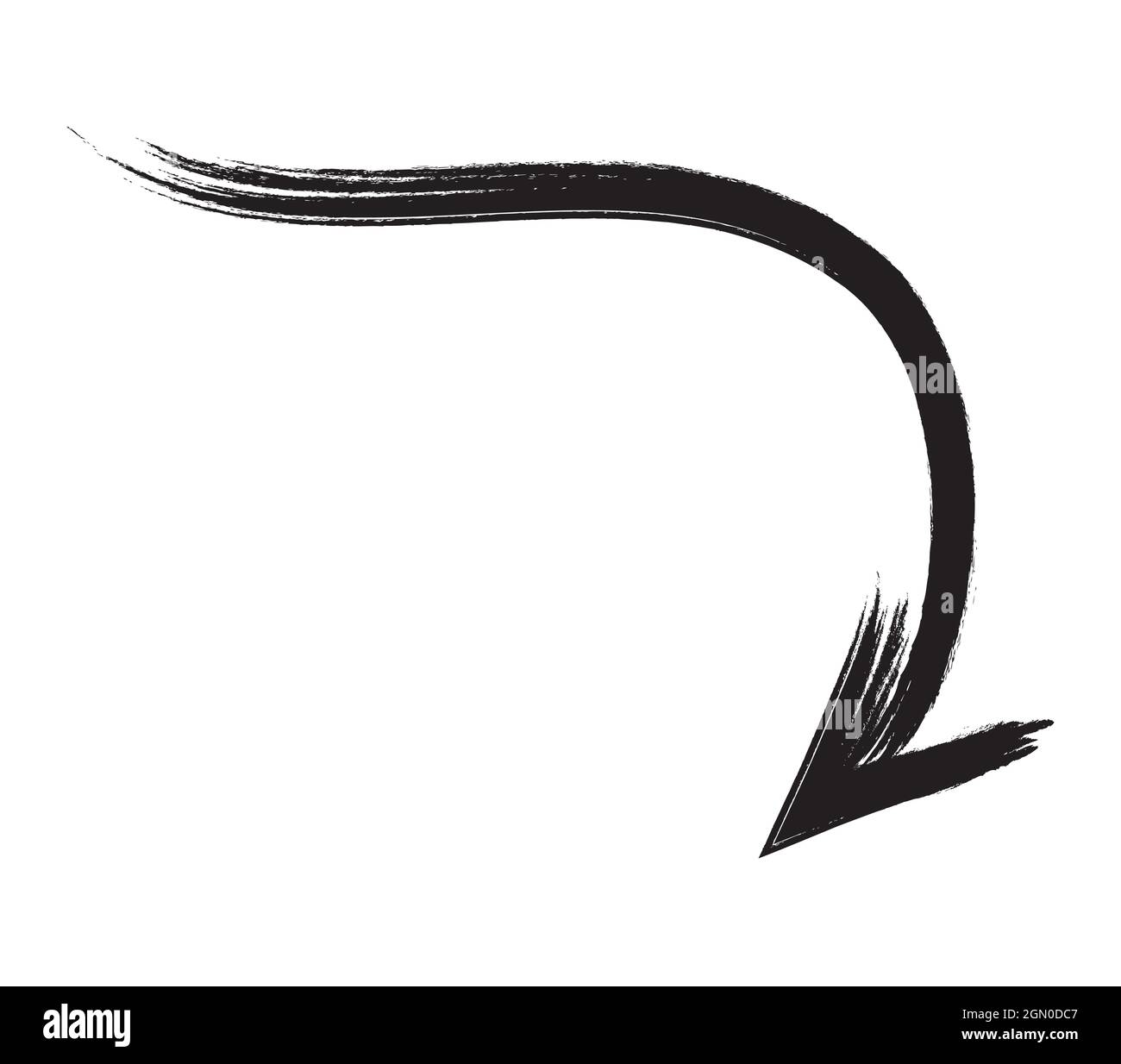 Black hand drawn brush stroke arrow isolated on white. Vectpr ...