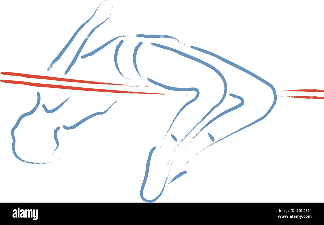 Athlete, athletics sport of high jump, stylized vector illustration ...