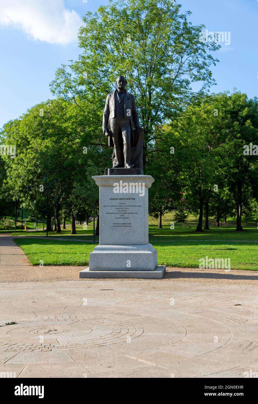 Statue of Joseph Brotherton, a local Victorian worthy and benefactor in ...
