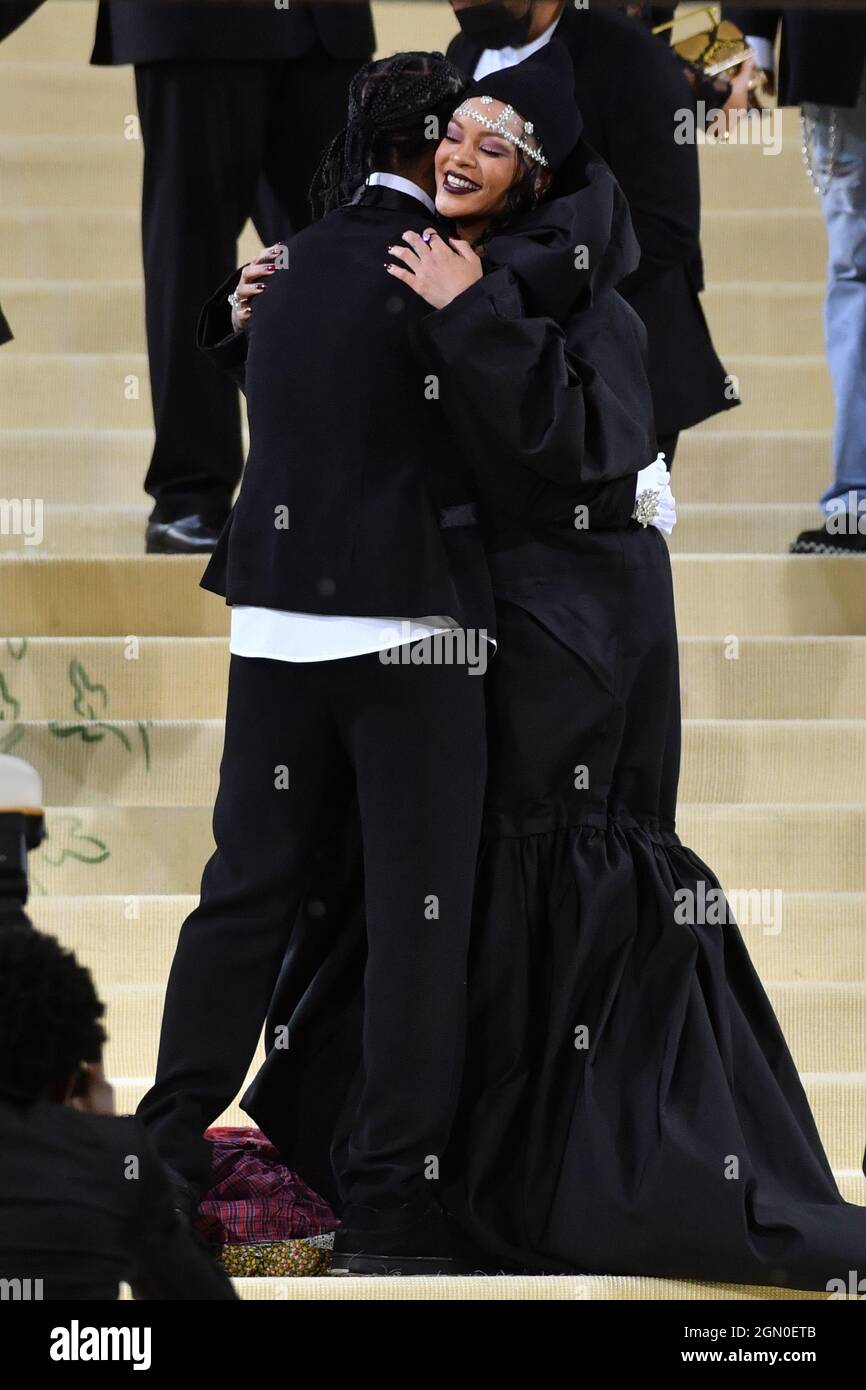 ASAP Rocky and Rihanna attend The 2021 Met Gala Celebrating In America ...