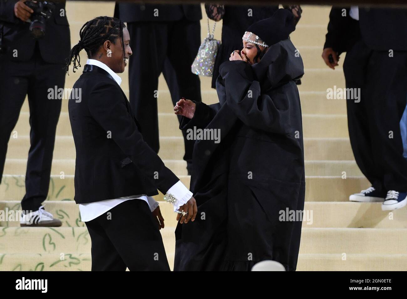 ASAP Rocky and Rihanna attend The 2021 Met Gala Celebrating In America ...