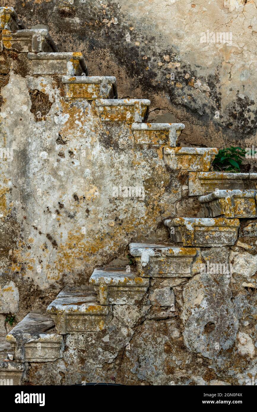 old stone steps, historic stone stairs, stone steps on an old building ...