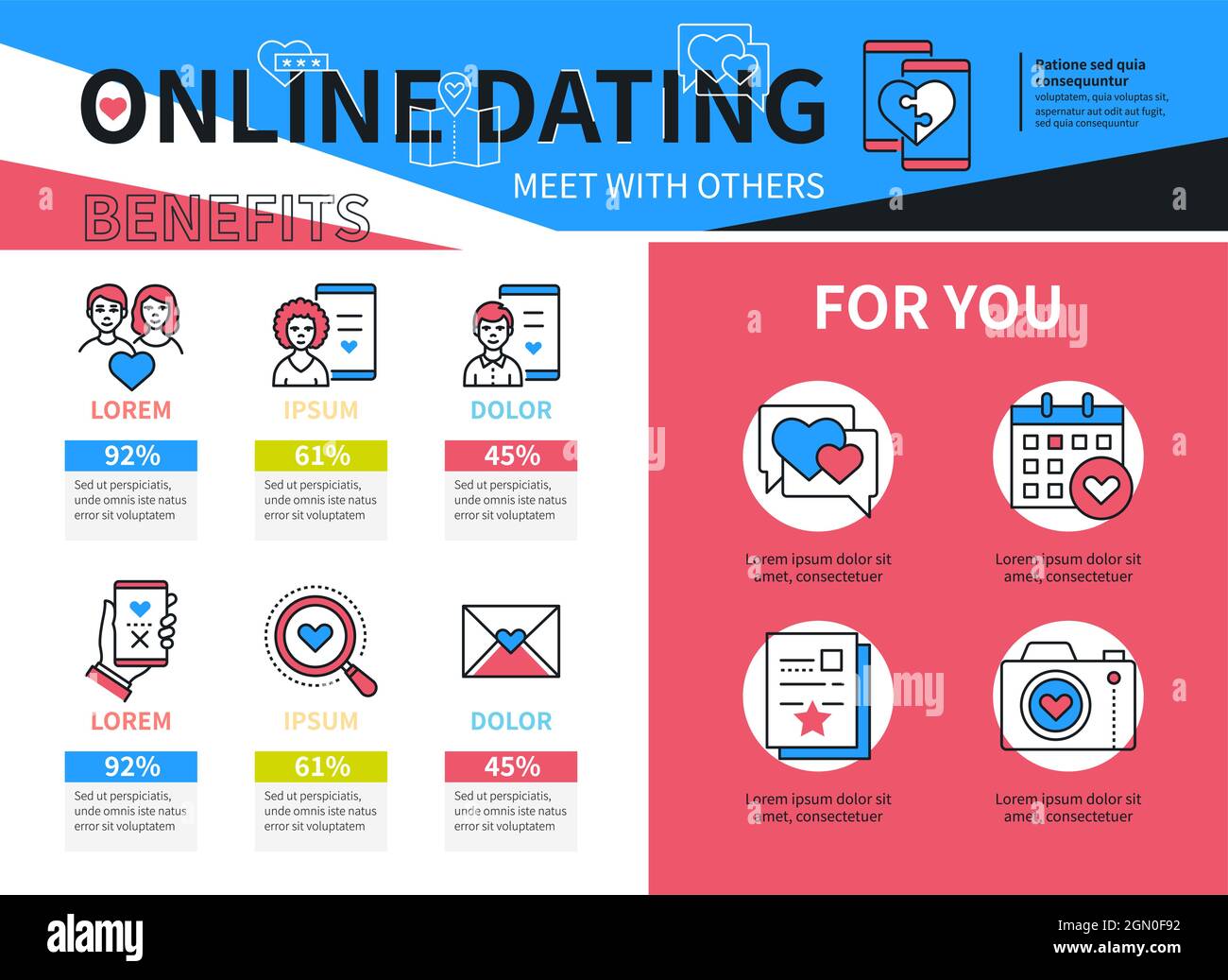 Online dating - vector line design style banner. How to build ...
