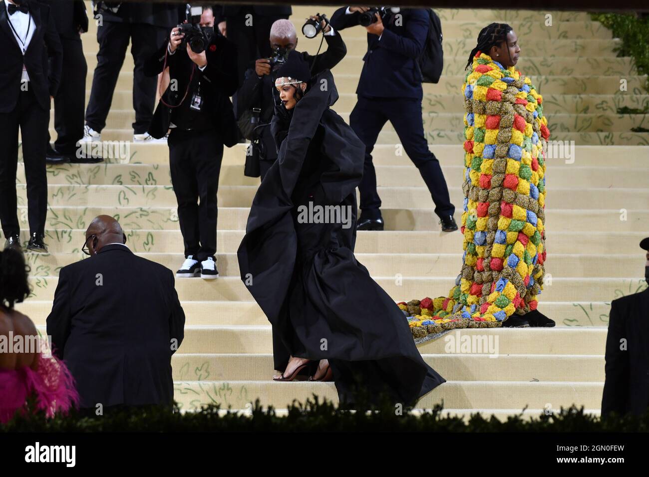 ASAP Rocky and Rihanna attend The 2021 Met Gala Celebrating In America ...