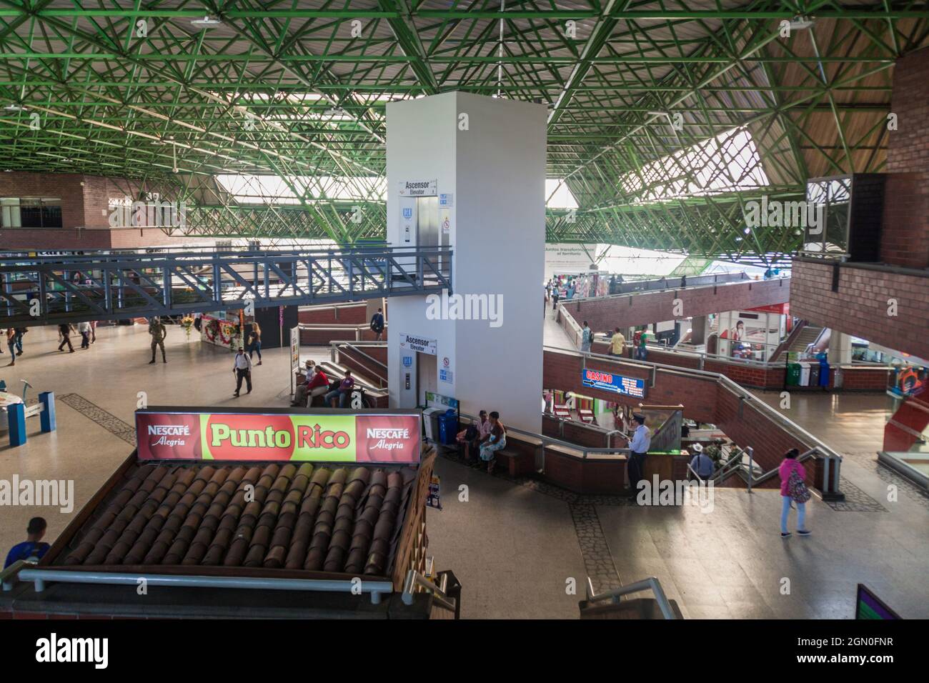 MEDELLIN, COLOMBIA - SEPTEMBER 1: Interior of Northern bus terminal of ...