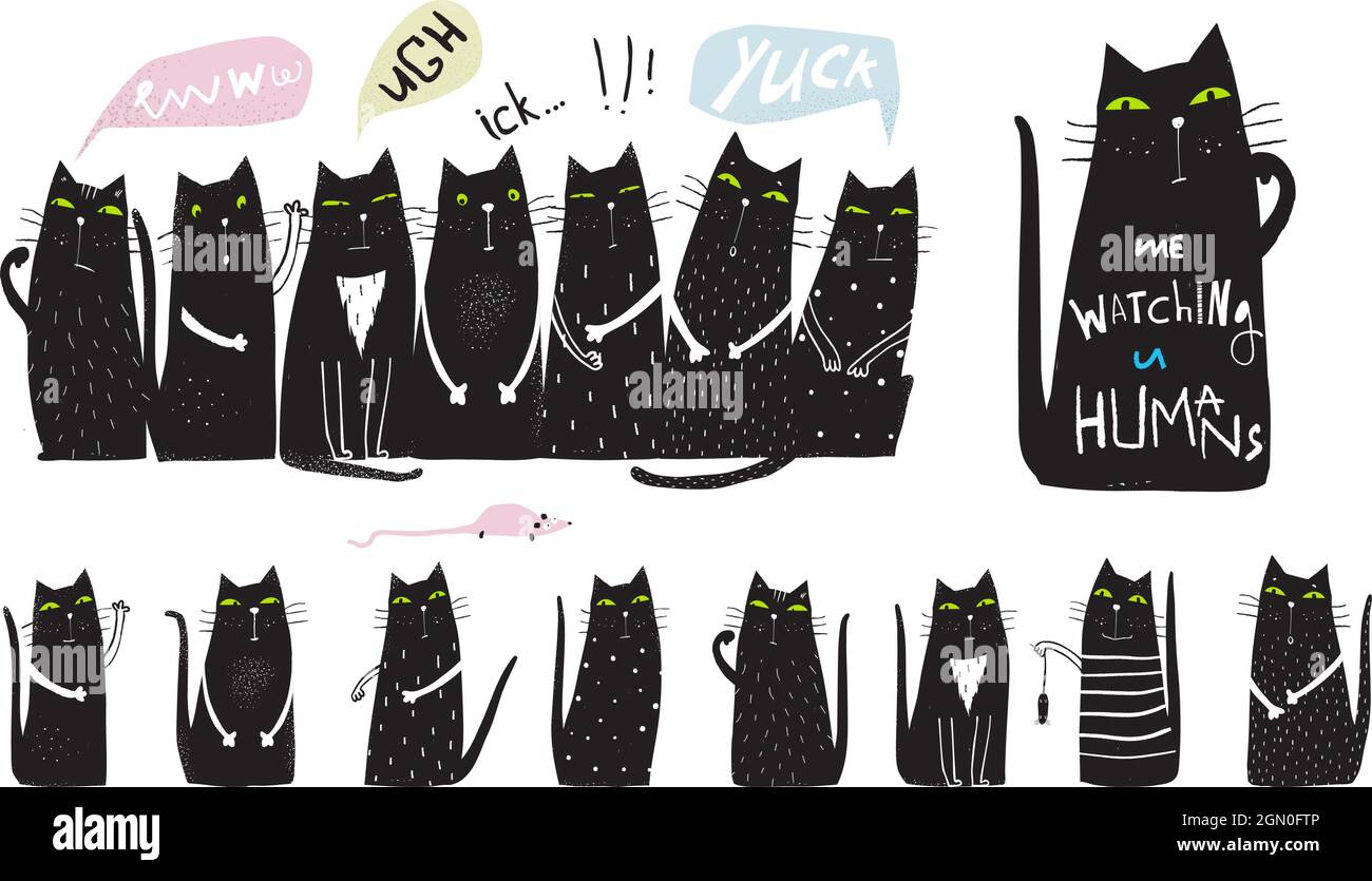 Cats collection vector silhouette Cut Out Stock Images & Pictures - Alamy