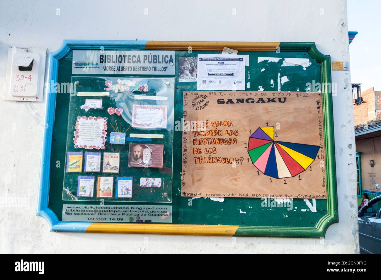 GUATAPE, COLOMBIA - SEPTEMBER 2, 2015: Mathematics problem presented on ...