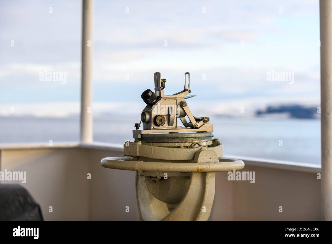 Direction finder on the navigational bridge. Azimuth vane. Bearing ...
