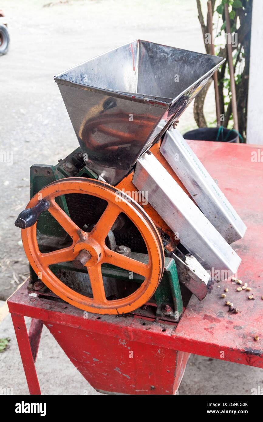 Coffee bean peeling machine, Colombia Stock Photo - Alamy