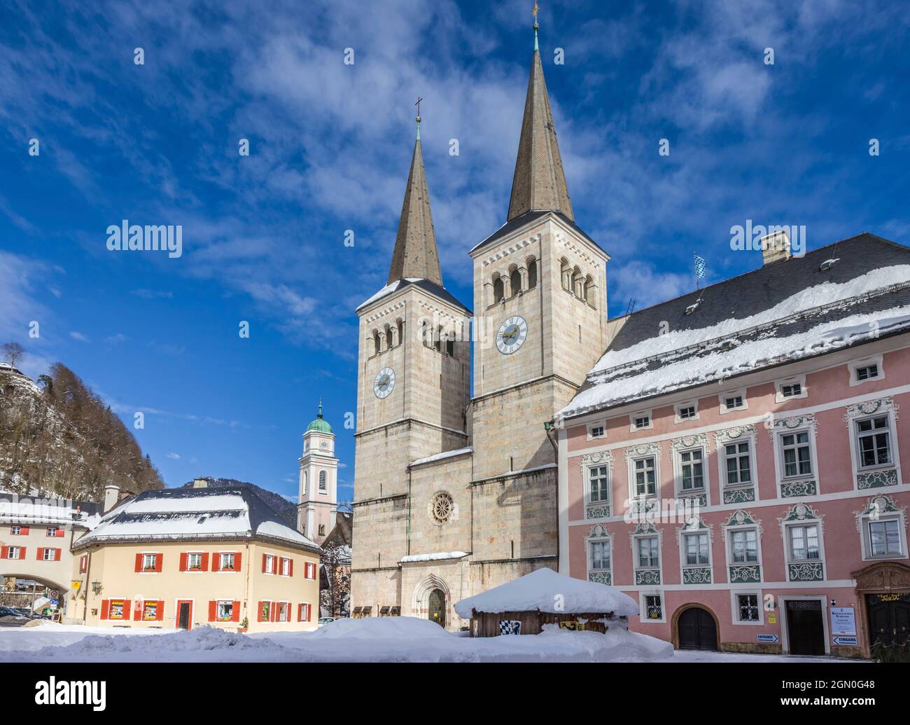 Royal Berchtesgaden Castle with Collegiate Church and Schlossplatz ...
