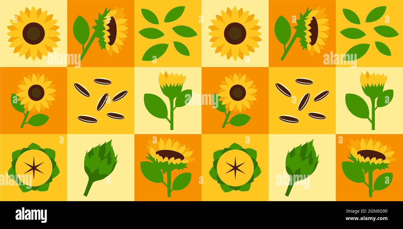 Sunflower abstract seamless geometric vector pattern for packaging ...