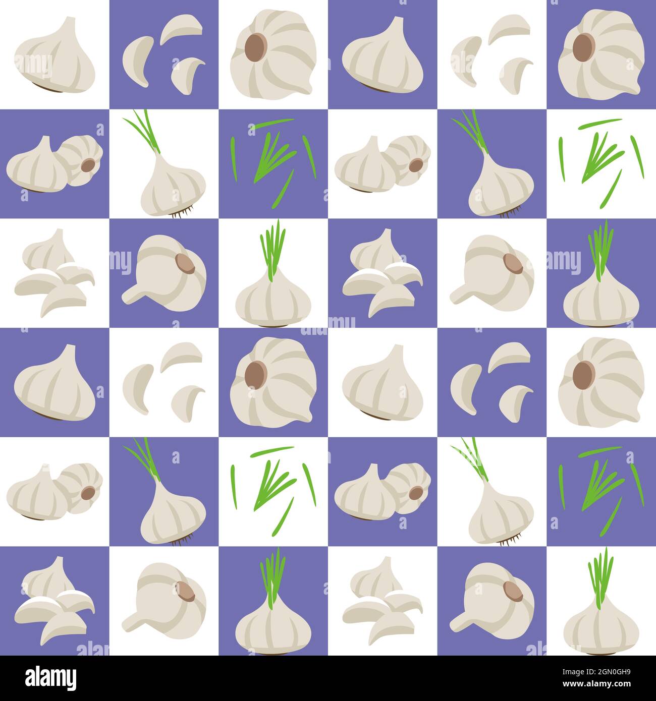 White Garlic abstract seamless geometric vector pattern for packaging ...