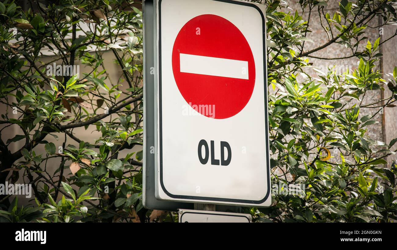Street Sign the DIrection Way to New versus Old Stock Photo - Alamy