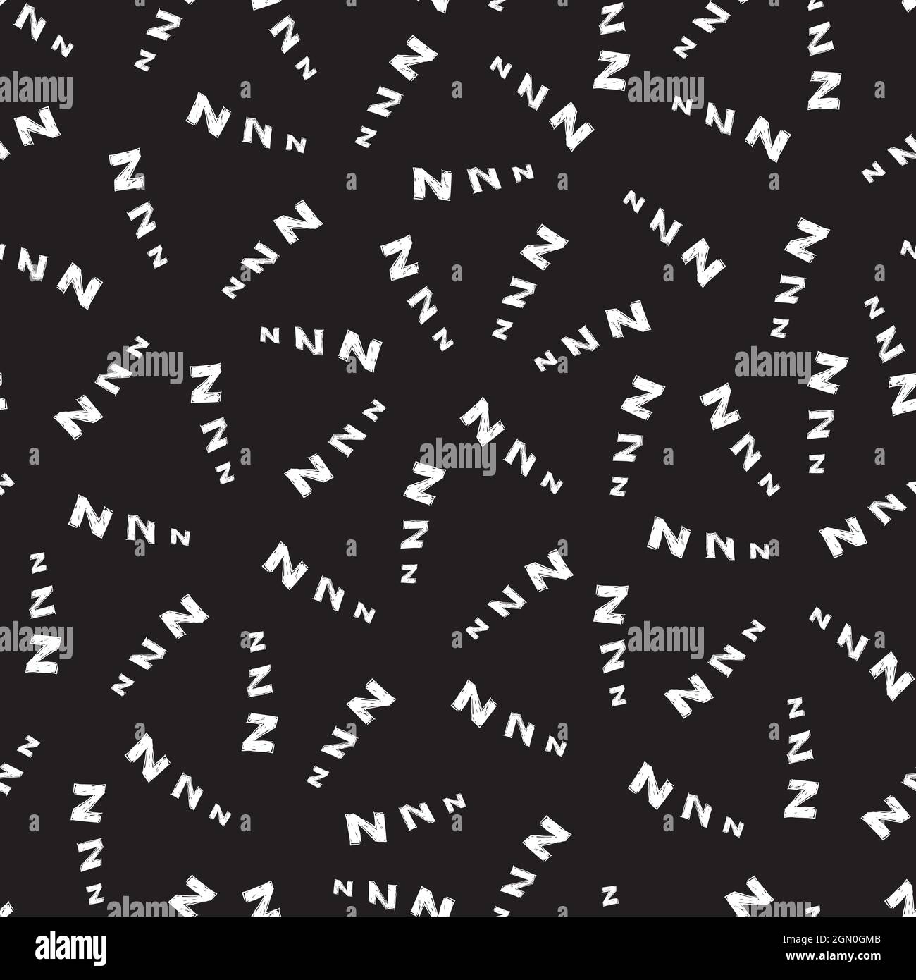 Vector black seamless pattern with scattered cartoon letters z ...