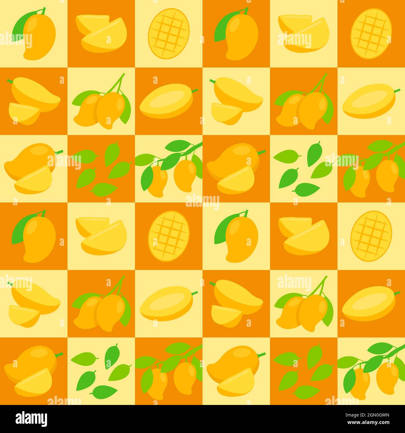 Ripe Mango abstract seamless geometric vector pattern for packaging ...